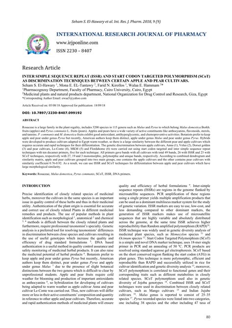 pdf inter simple sequence repeat issr and start codon targeted