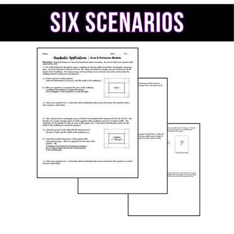 Quadratic Real World Applications Border Problems Guided Notes Or Practice