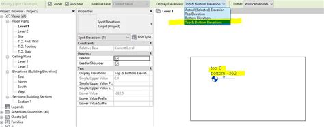 spotelevation or tag that shows base constraint and top constraint on