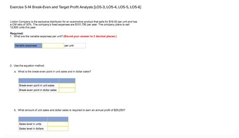 Solved Exercise Break Even And Target Profit Analysis Chegg