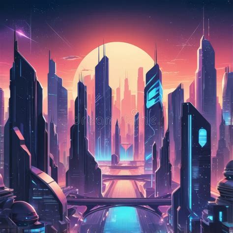 Futuristic Cityscape With Cutting Edge Sci Fi Architecture Stock Image Image Of Neon