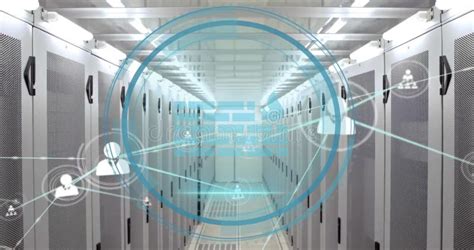 Animation Of Cyber Security Data Processing Over Computer Servers Stock