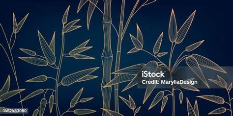 벡터 대나무 황금 잎 식물 현대 아르 데코 벽지 배경 패턴입니다 인테리어 디자인 섬유 질감 포스터 패키지 포장지 선물을위한 라인