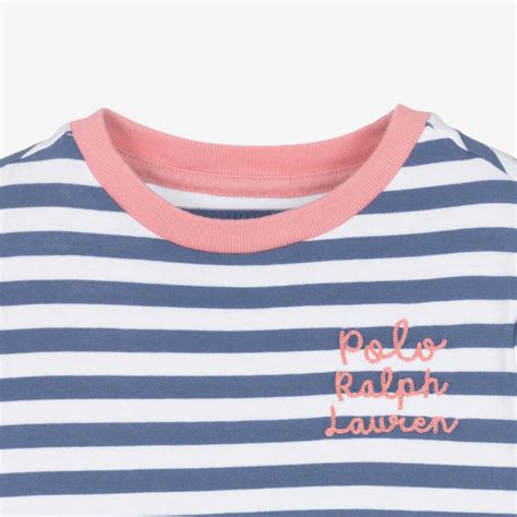 Ralph Lauren Girls Blue Stripe Cotton Jersey T Shirt Dress