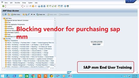 Blocking Vendor For Purchasing Sap Mm Youtube