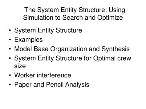 Ppt The System Entity Structure Using Simulation To Search And Optimize Powerpoint