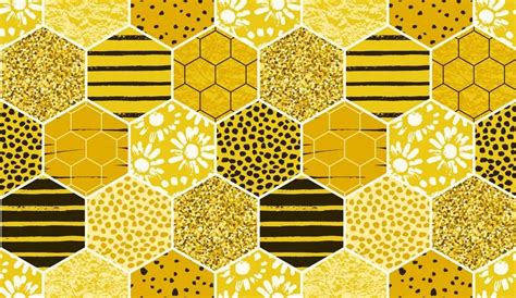 Seamless Geometric Bee Pattern Modern Honey Design