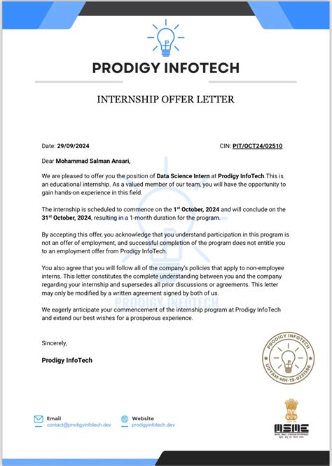 Mohammad Salman Ansari On Linkedin Prodigyinfotech Internship