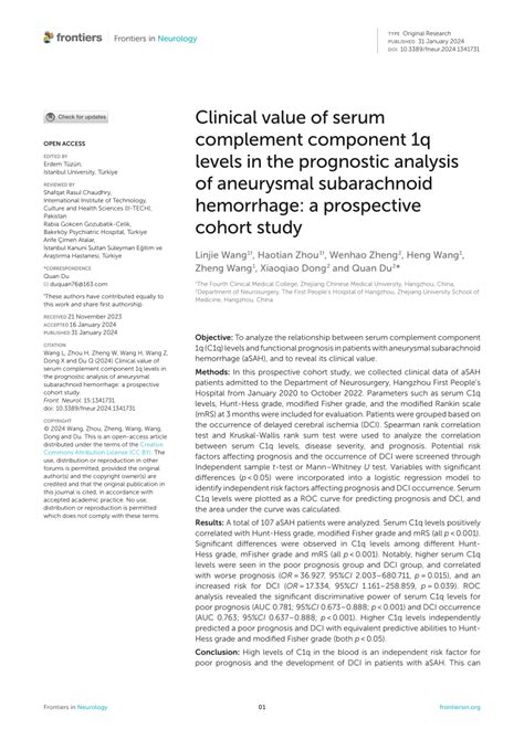 pdf clinical value of serum complement component 1q levels in the
