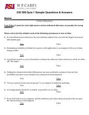 CIS Quiz Sample Answers Pdf CIS Quiz Sample Questions Course Hero