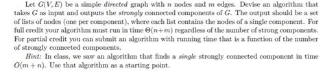 solved let g v e be a simple directed graph with n nodes
