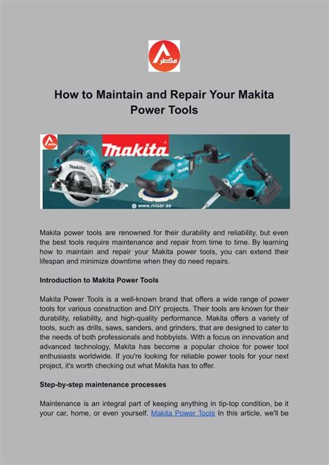 PPT How To Maintain And Repair Your Makita Power Tools PowerPoint