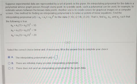 Solved Suppose Experimental Data Are Represented By A Set Of