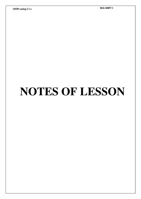 OOP Using C NL C Note Full NOTES OF LESSON ALPHA ARTS AND SCIENCE COLLEGE AFFILIATED TO