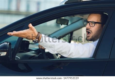Angry Businessman Yelling Out Car Window Stock Photo Shutterstock