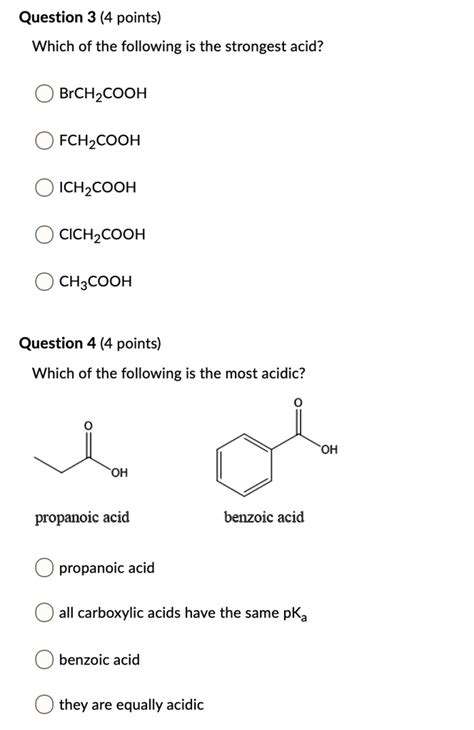 SOLVED: Question 3 (4 points) Which of the following is the strongest ...