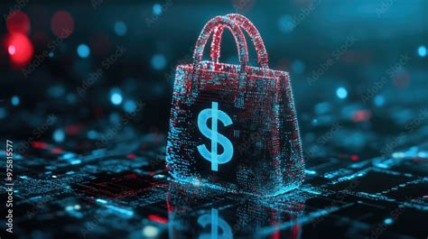 Futuristic Digital Bag With Dollar Sign Overlaid With Binary Code To Visualize AI S Effect On