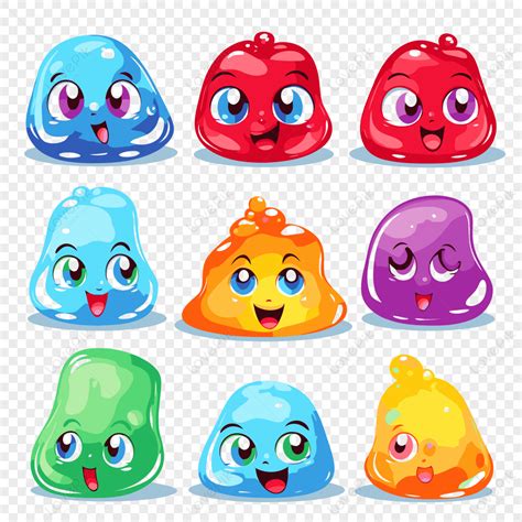 Gominolas Clipart Lindo Conjunto De Colores Caras Blandas Dibujos