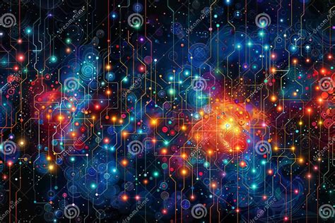 Neon Circuit Board Glowing Abstract Particles And Futuristic Digital Connections Generative Ai