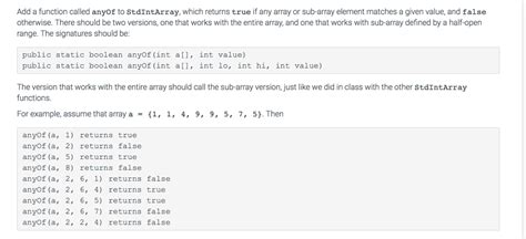 Solved Add A Function Called Anyof To Stdintarray Which