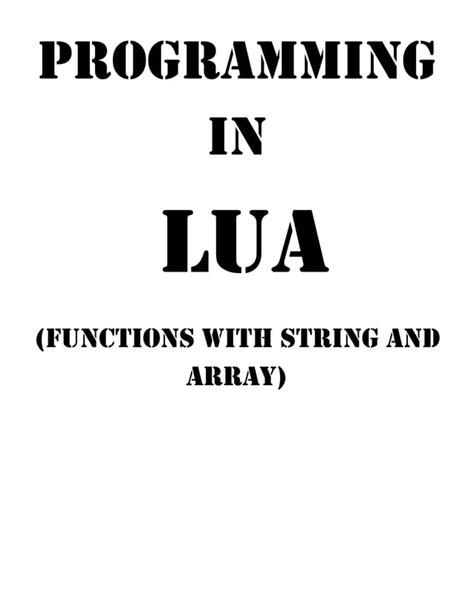 Programming In Lua String And Array Pdf
