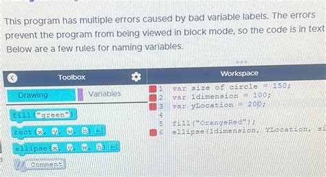 this program has multiple errors caused by bad variable labels the