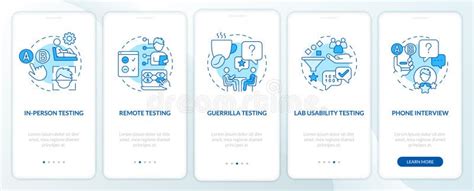 Usability Testing Methods Blue Onboarding Mobile App Screen Stock Vector Illustration Of
