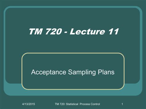 Acceptance Sampling Plans
