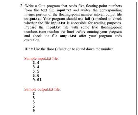 Solved 2 Write A C Program That Reads Five Floating Point