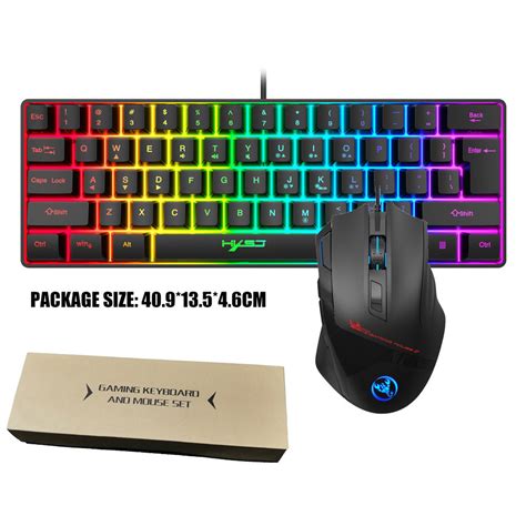 Hxsj V700 S600 Keyboard And Mouse Combo Usb Wired 61 Keys Rgb Gaming