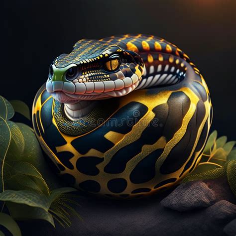 Reticulated Python Reticulated Python On Dark Background Generative