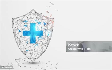 보안 쉴드 폼 라인 삼각형 및 입자 스타일 디자인 일러스트 벡터 0명에 대한 스톡 벡터 아트 및 기타 이미지 0명 낮음