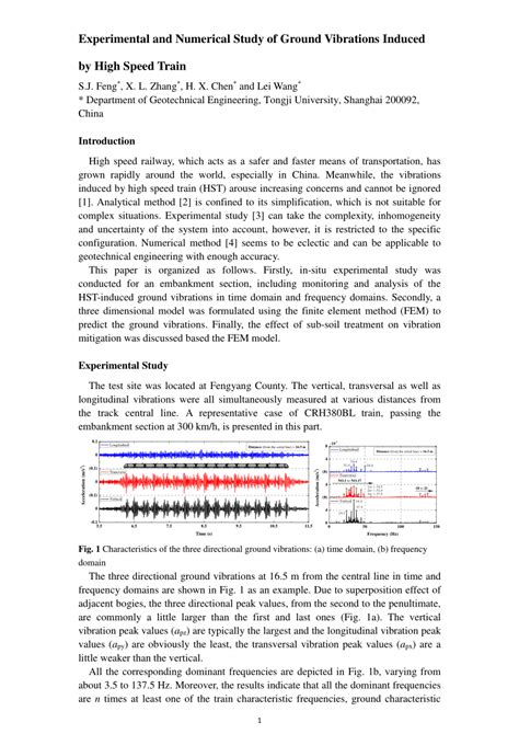 PDF Experimental And Numerical Study Of Ground Vibrations Induced By High Speed Train