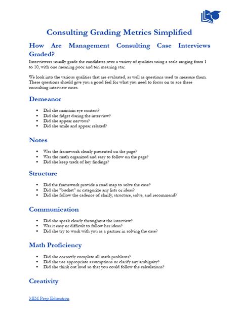 Consulting Grading Metrics Pdf