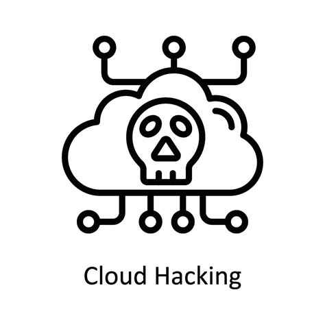 Cloud Hacking Vector Outline Icon Design Illustration Cyber Security
