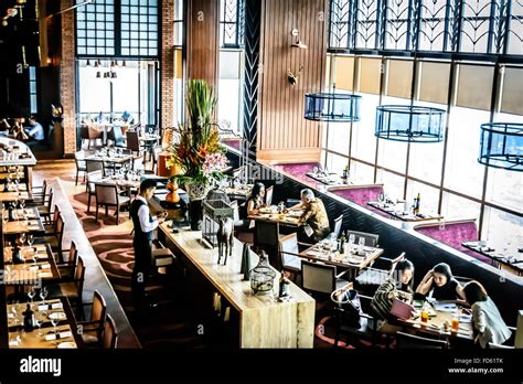 Modern Contemporary High Class Fine Dining Restaurant Interior Stock