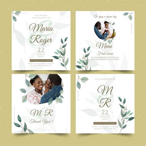 Free Vector Wedding Anniversary Instagram Posts Template