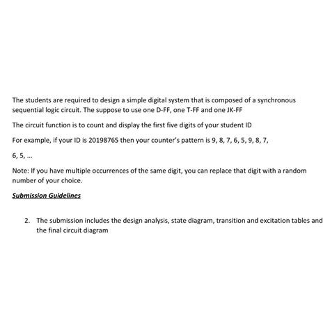 Solved The Students Are Required To Design A Simple Digital Chegg