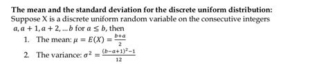 Solved The Mean And The Standard Deviation For The Discrete Chegg