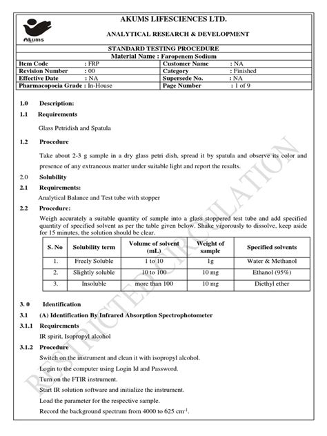 Moa Faropenam Sodium In House Akums Pdf High Performance Liquid