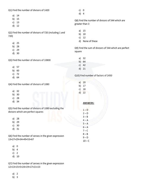 135 Practice Sheets Factors Divisors Pdf Number Theory