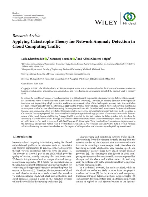 Pdf Applying Catastrophe Theory For Network Anomaly Detection In