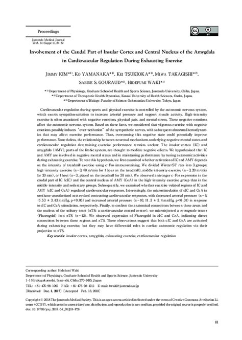 Pdf Involvement Of The Caudal Part Of Insular Cortex And Central