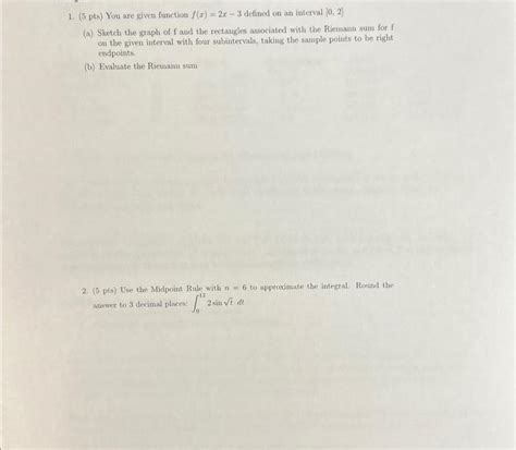 solved 1 5 pts you are given function f x 2x−3 defined