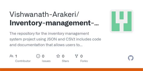 Github Vishwanath Arakeri Inventory Management System The Repository For The Inventory