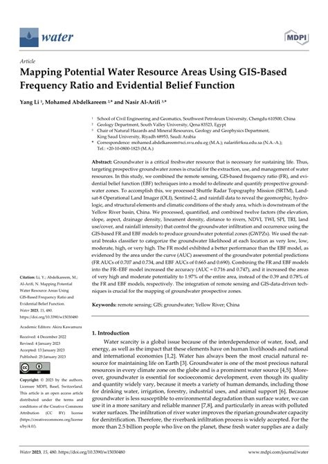 pdf mapping potential water resource areas using gis based frequency