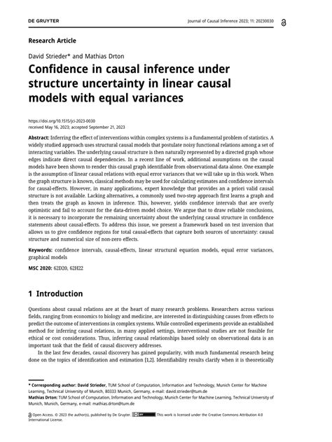 PDF Confidence In Causal Inference Under Structure Uncertainty In Linear Causal Models With