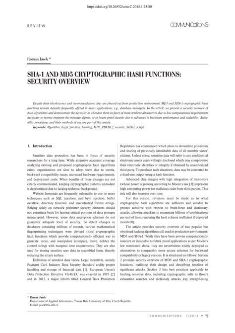 pdf sha 1 and md5 cryptographic hash functions security overview