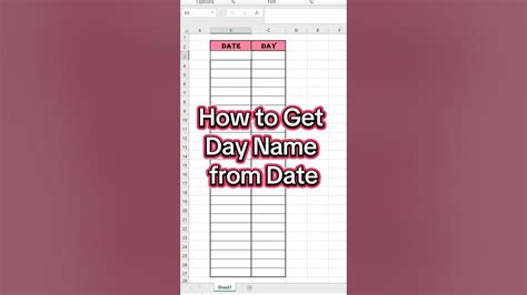 How To Get Day Name From Date In Excel Show Weekday Monday Tuesday Easily Youtube