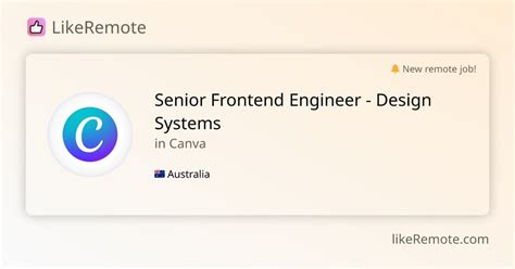 📩 Senior Frontend Engineer Design Systems At 🏢 Canva 📍remote Job In